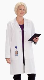 Women's Knot Button Lab Coat by White Swan Meta